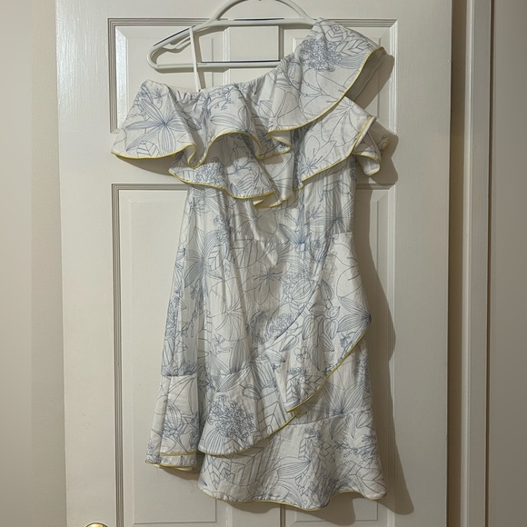 Mare Mare | Dresses | Mare Mare One Shoulder Blue And White Dress Worn Once Dry Cleaned Only ...